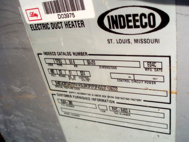 Indeeco Electric Duct Heater
