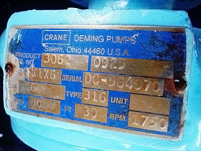 Crane Deming 3062 0925 Centrifugal Pump (1.5 HP, 48 GPM Max)