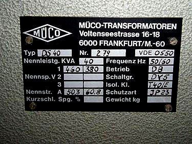 MUCO Transformer - 40 KVA